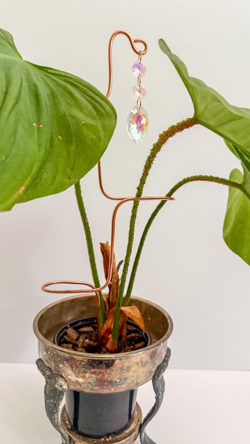 Tall Plant Support Stake Copper Trellis With Crystal Suncatcher for ...