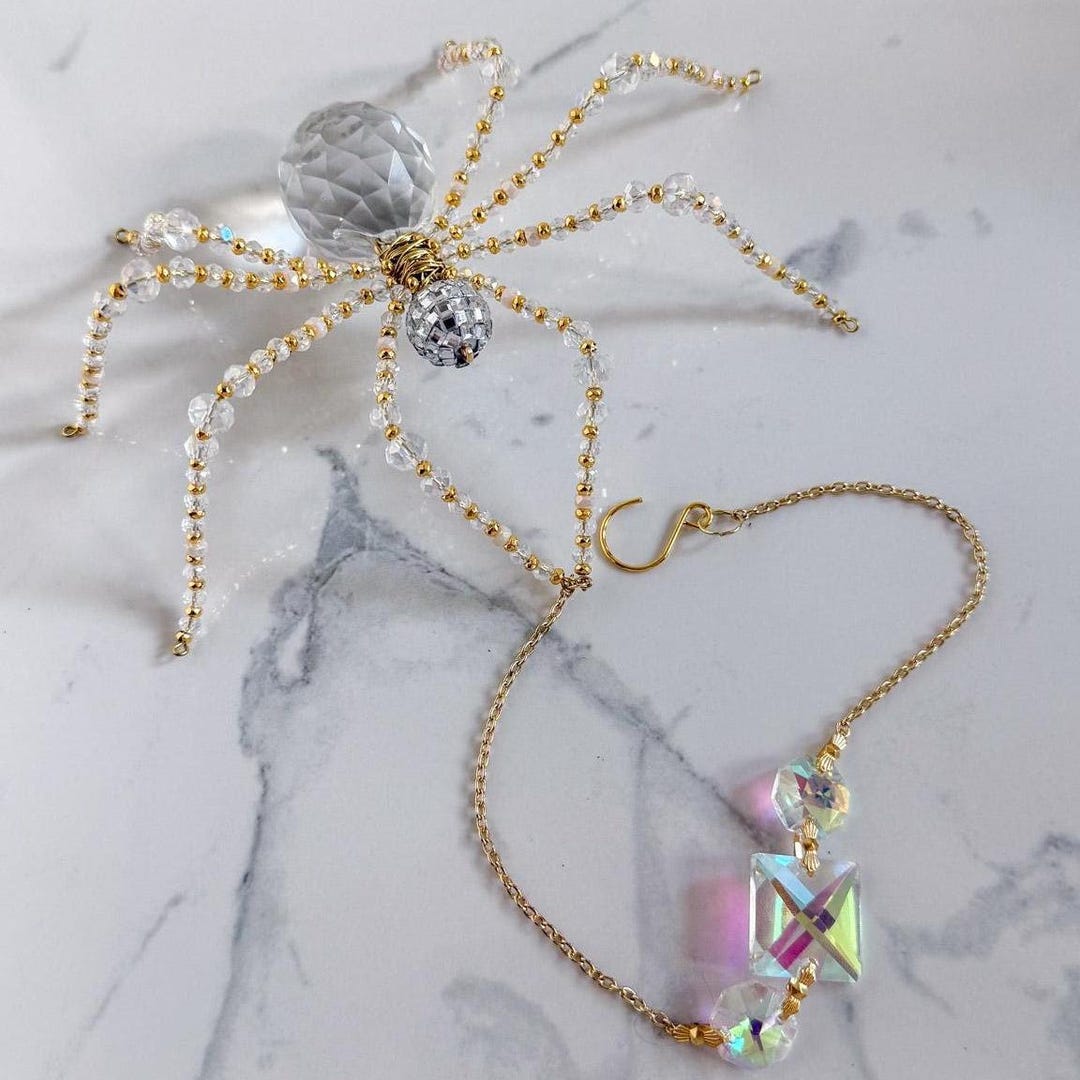 Spider Suncatcher, Crystal Spider Decor, Gothic Window Hanging, Crystal ...