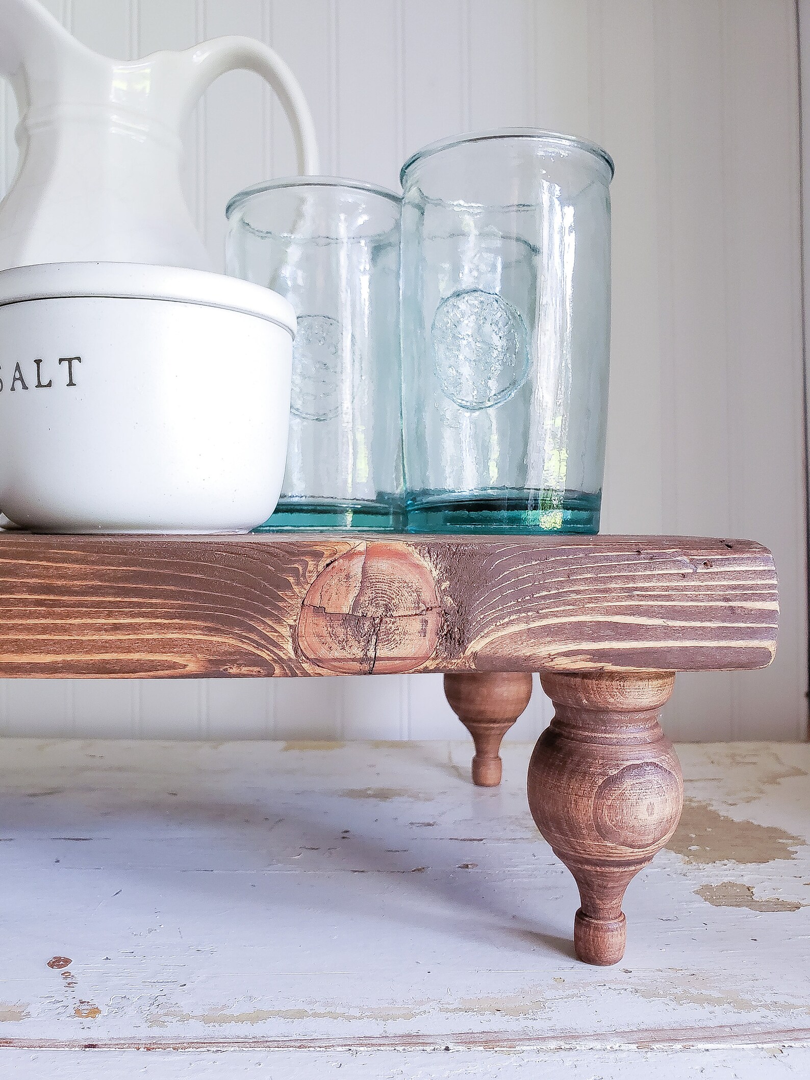 Footed Wood Tray Farmhouse Pedestal Riser Plant Stand - Etsy