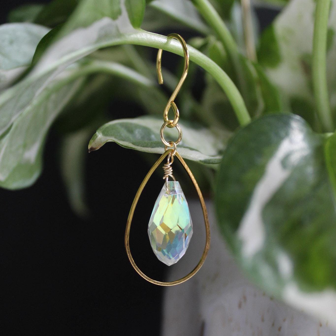 Crystal Raindrop Plant Suncatcher: PNW Inspired Plant Charm - Etsy