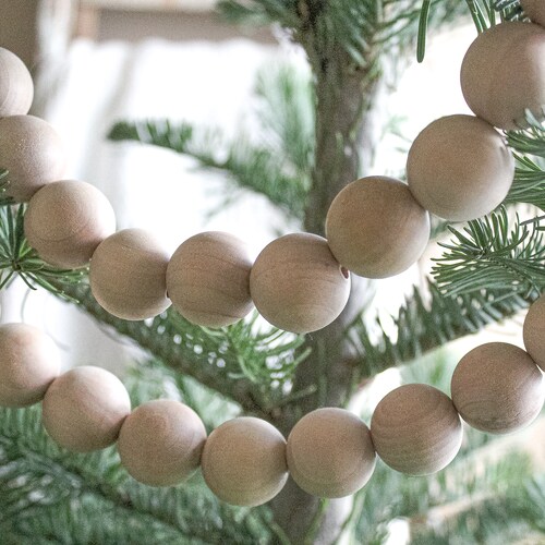 Wood Bead Garland Christmas Tree Garland Natural Wood Modern - Etsy