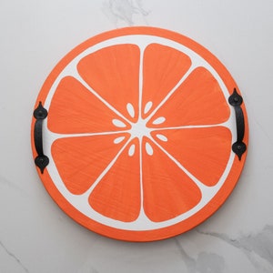 Round Tray With Handles, Lemon Slice Tray, Summer Decor, Serving Tray ...