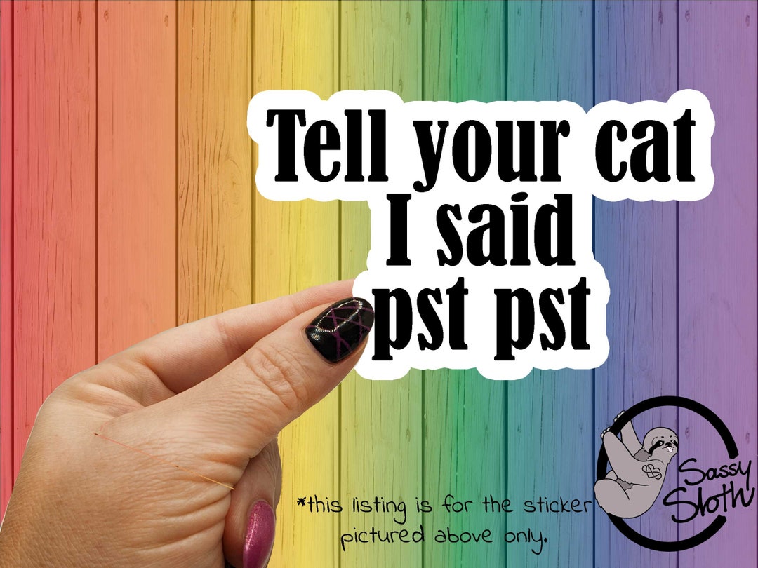 Tell Your Cat I Said Pst Pst Sticker | Sarcastic Stickers | Sassy ...