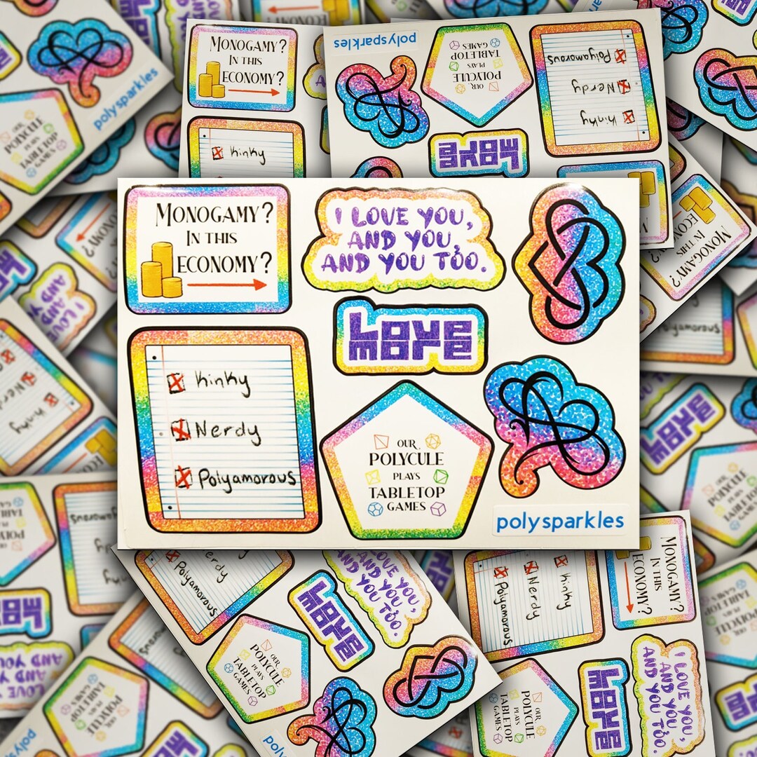 NEW Polyamory Sticker Set 7 Sticker Set ENM Stickers Waterproof Poly Am ...