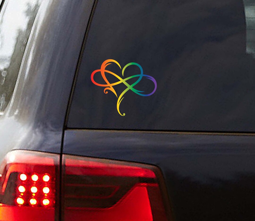 Rainbow Polyamory Infinity Heart Decal: LGBTQ Pride Sticker - Etsy