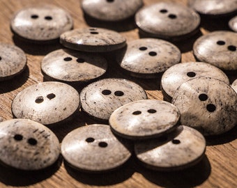 Bone Buttons, Handmade Bone Buttons, White Bone Buttons, White Bone ...