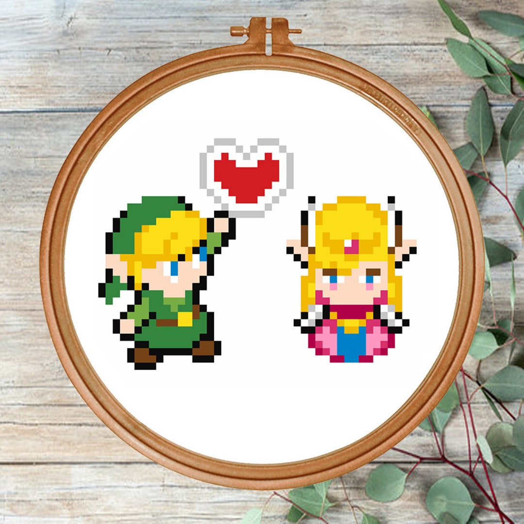 Link and Zelda With Heart Container - Cross Stitch Pattern (DIGITAL PDF ...