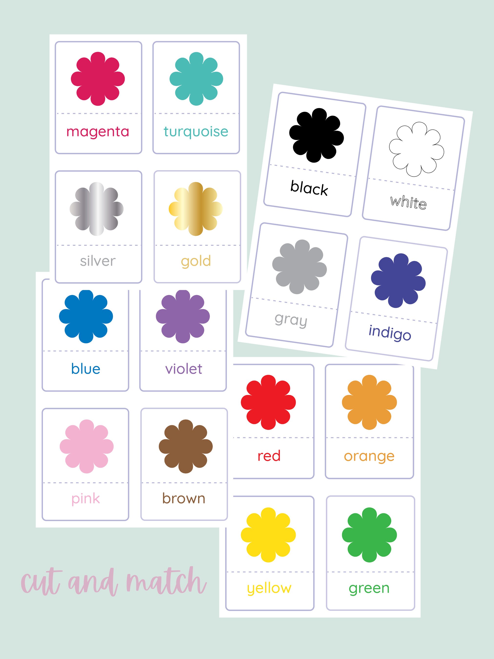 Color Flashcards Four Ways | Tracing Matching | Spanish French ...