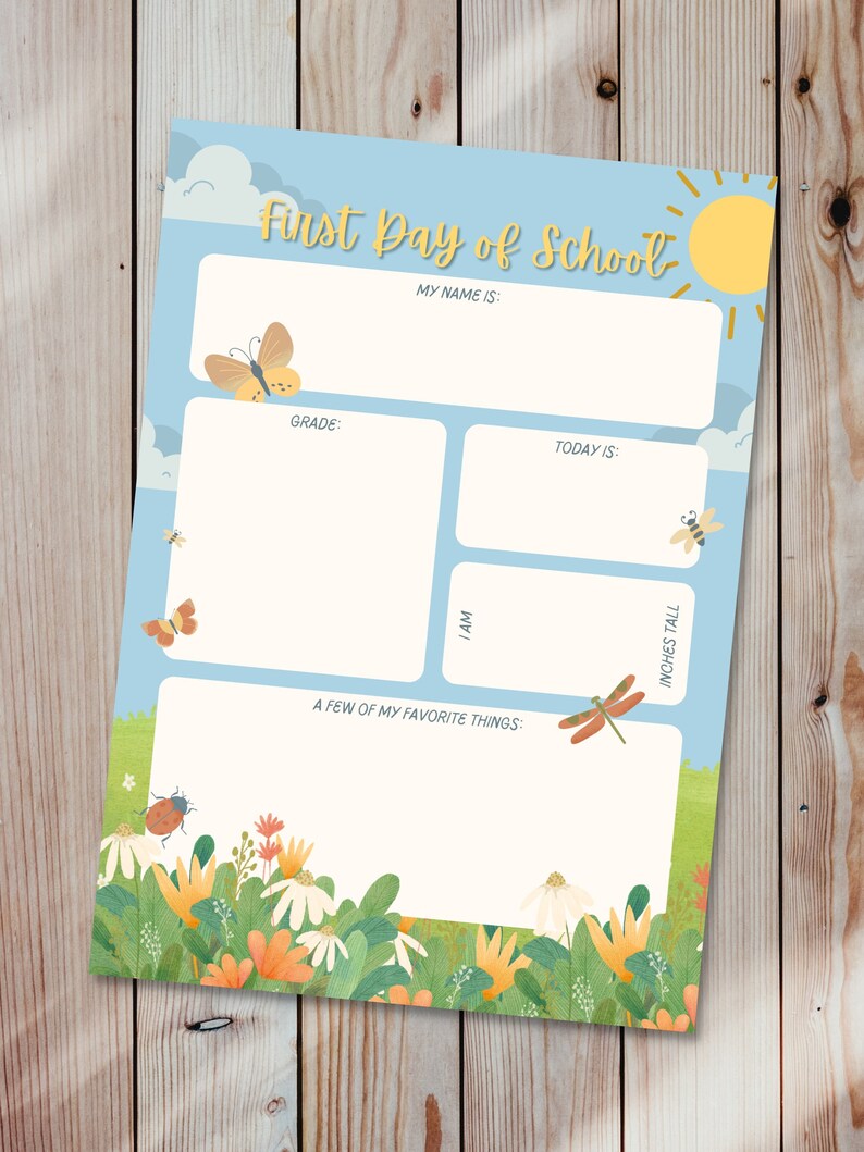 First Day of School Fill-in-the-blank Back to School Sign Template ...