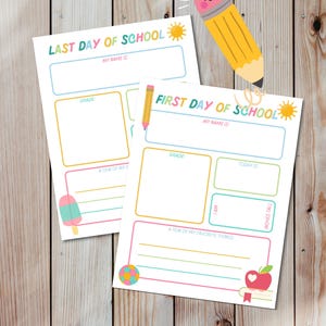 Back to School Printable Template About Me First Last Day of School ...