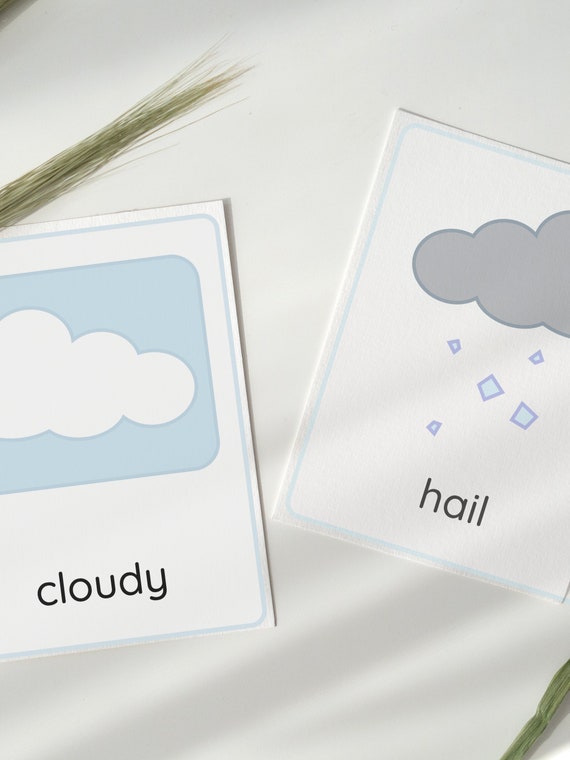 12 Printable Weather Cards Preschool Weather Flashcards - Etsy