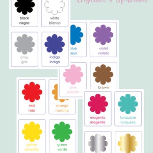 Color Flashcards Four Ways | Tracing Matching | Spanish French ...