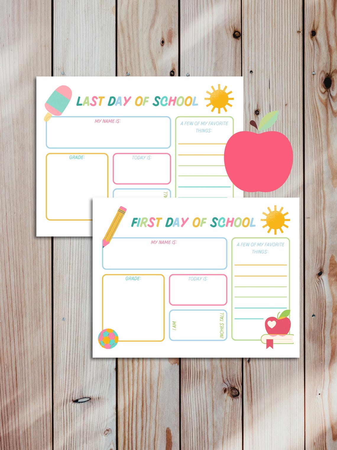 Back to School Printable Template || About Me First Last Day of School ...