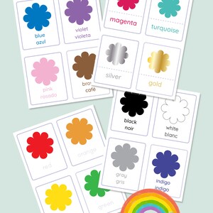 Color Flashcards Four Ways | Tracing Matching | Spanish French ...