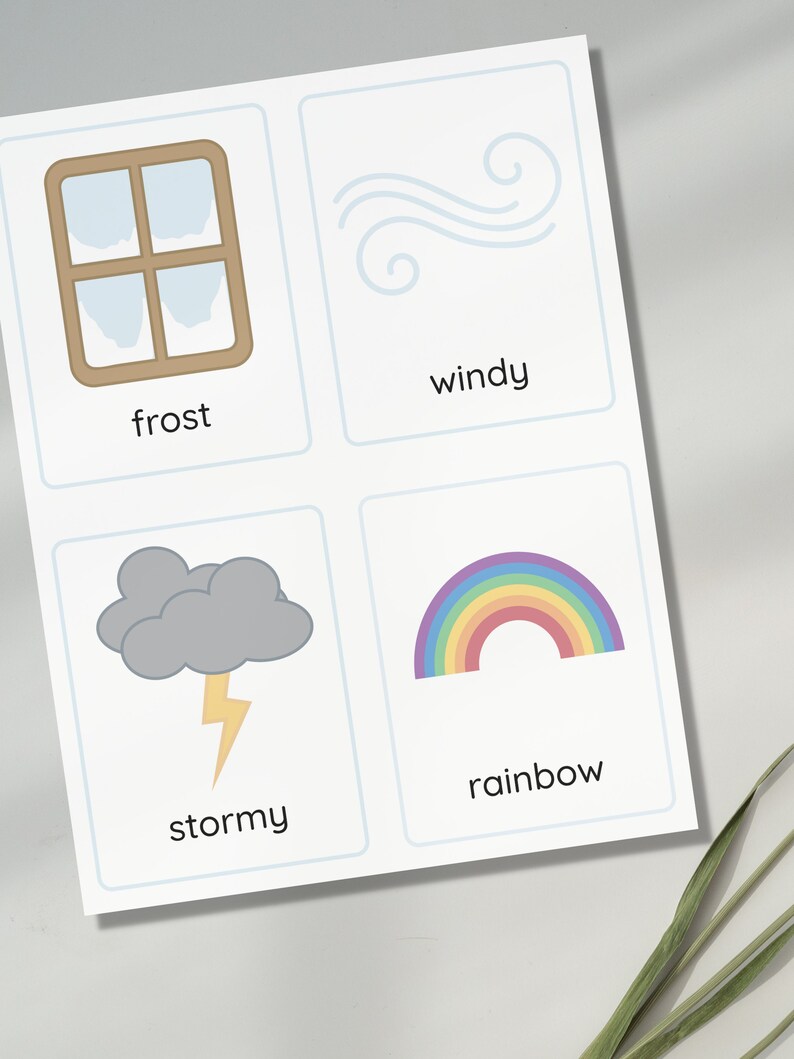 12 Printable Weather Cards | Preschool Weather Flashcards | Montessori ...