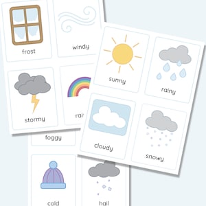 12 Printable Weather Cards | Preschool Weather Flashcards | Montessori ...
