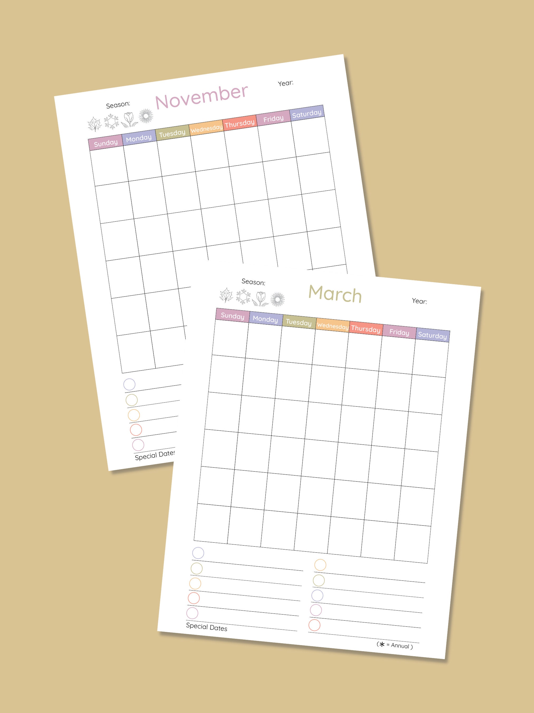 12 Month Blank Calendar Pages | Working Calendar | Homeschool Printable ...