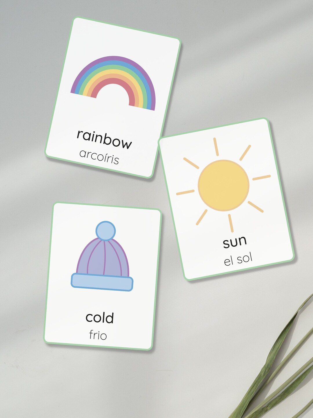 12 Printable Spanish + English Weather Cards | Preschool Flashcards ...