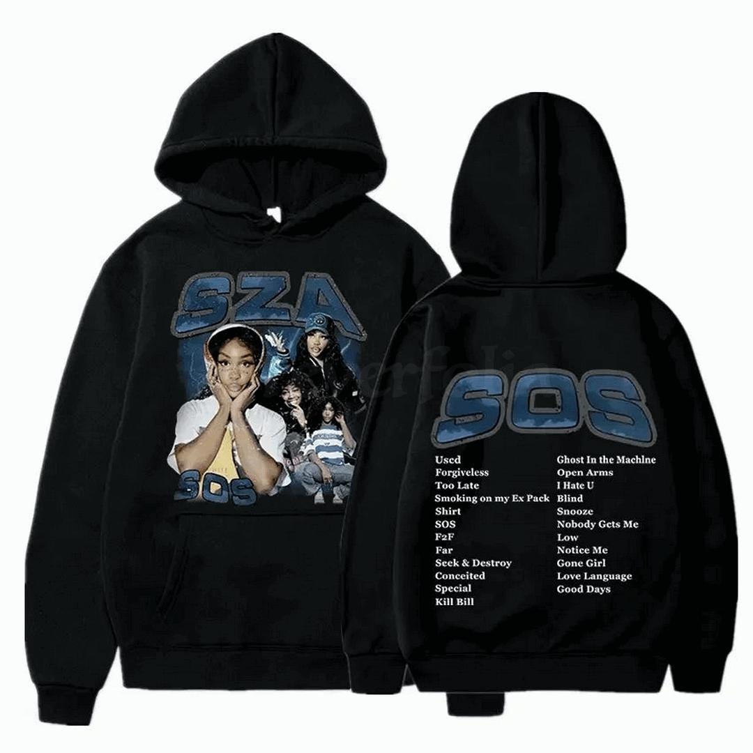 SZA SOS Album Hoodie, Hip Hop Oversized Graphic Sweatshirt - Etsy