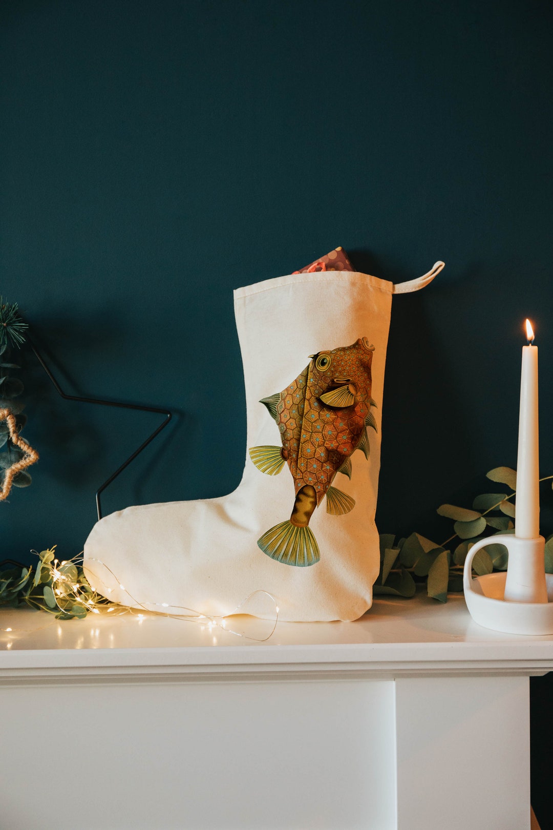 Fish Christmas Stocking - Holiday Stocking - Contemporary Christmas ...