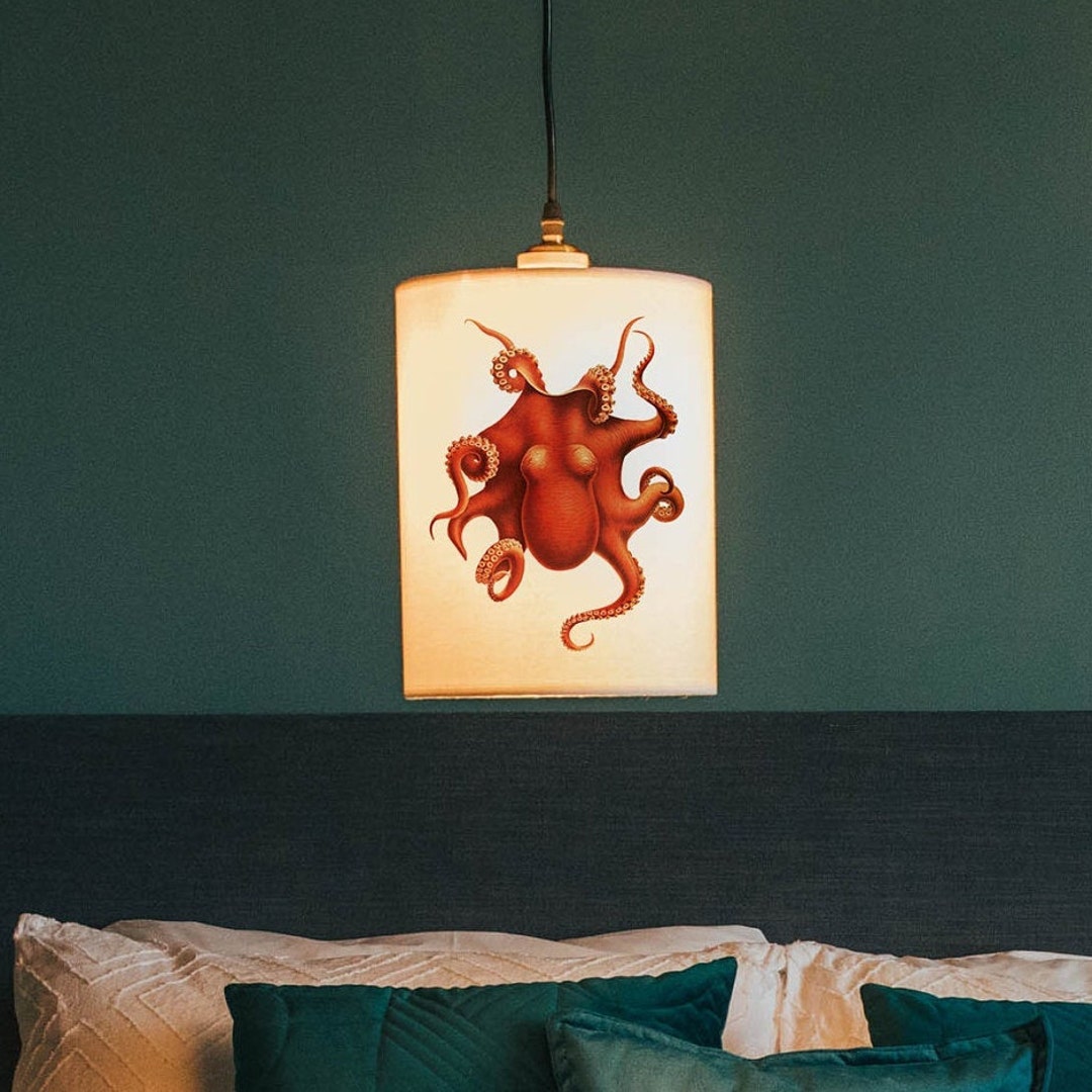 Red Octopus Lamp Shade/ Ceiling Shade Nautical Lamp Shade Octopus Light ...