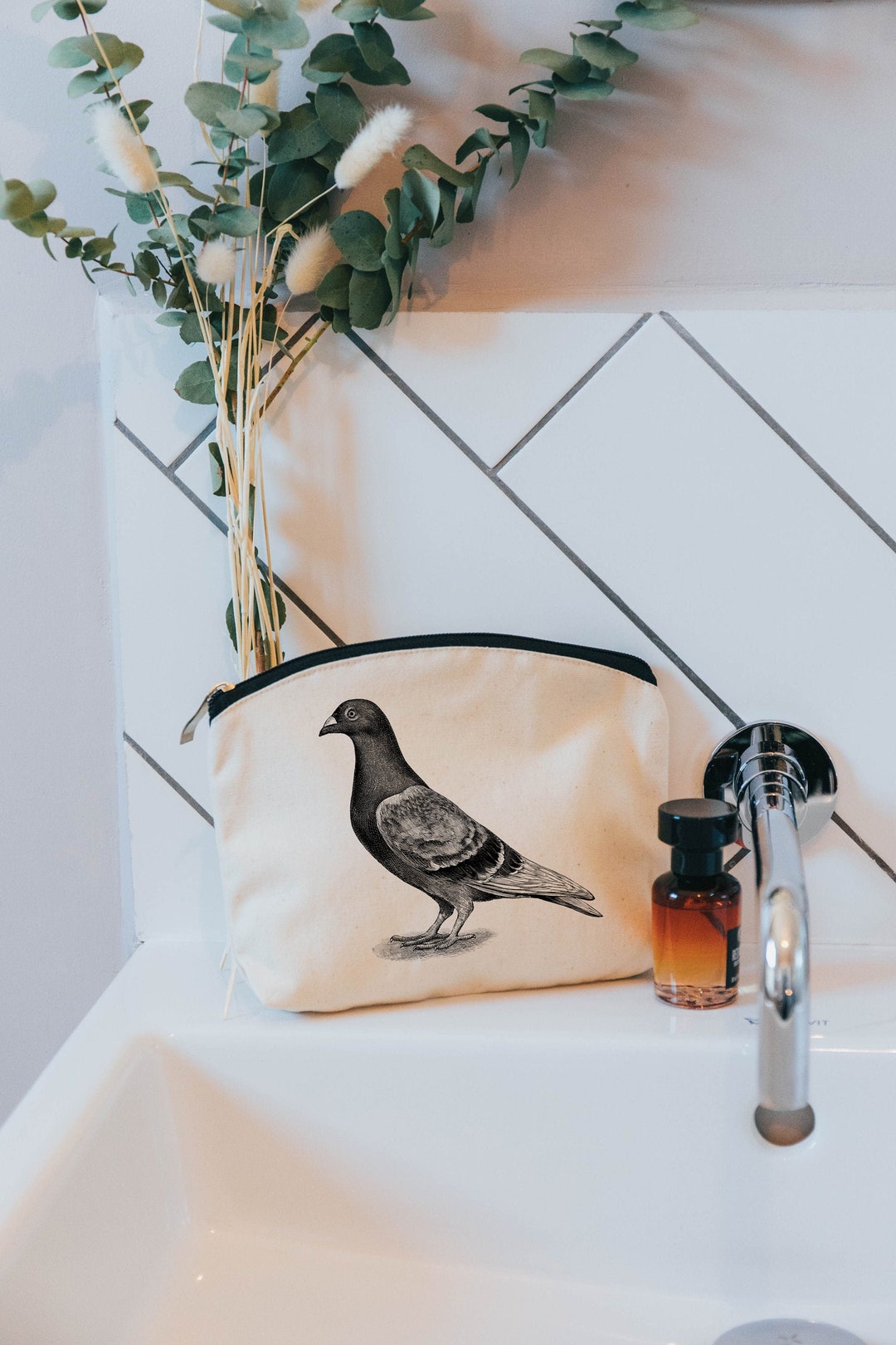 Pigeon Make up Cosmetic Bag Cotton Zip Pouch Toiletries Bag Bird Gifts ...