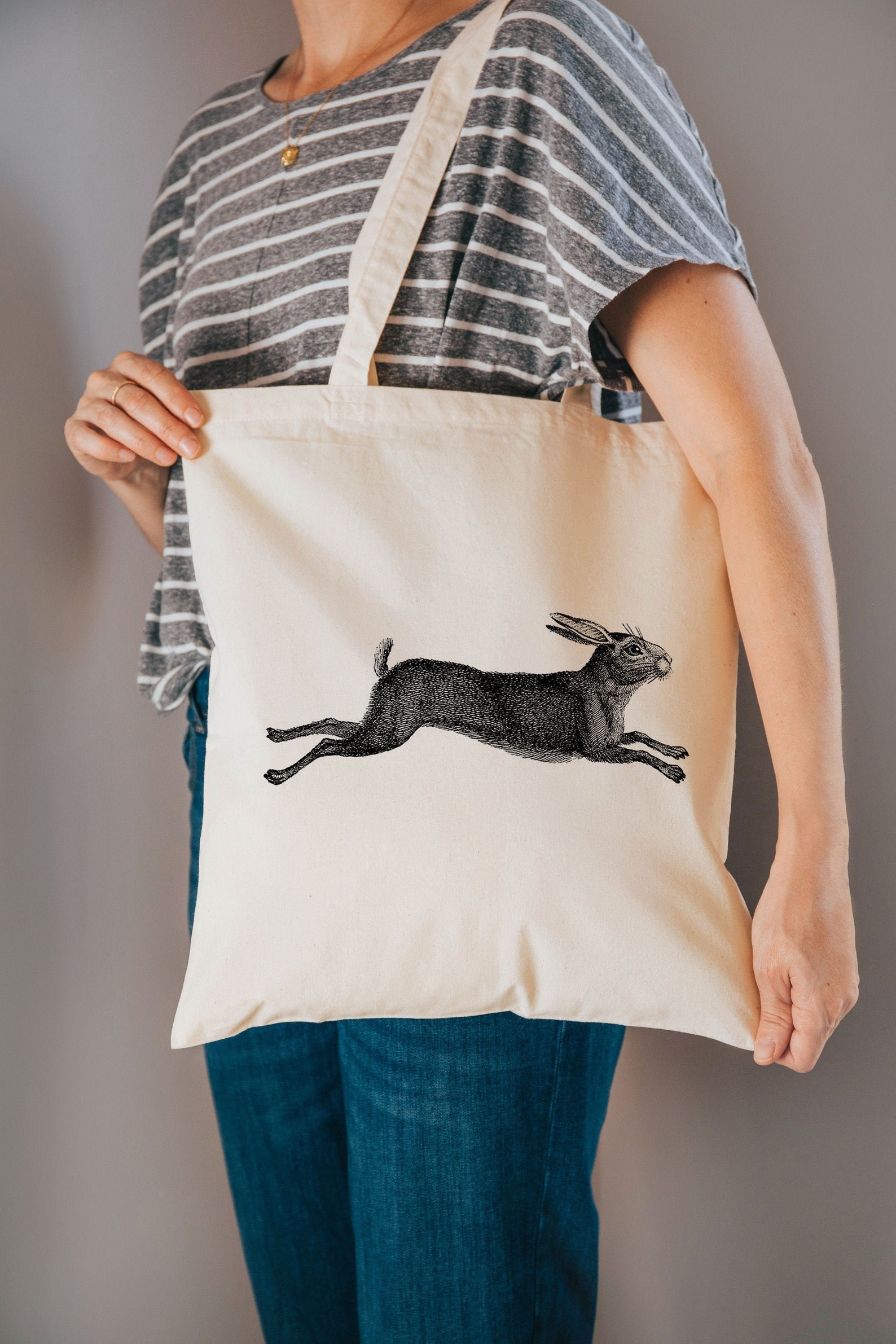 Hare Bag Tote Bag Cotton Reusable Bag Material Shopping - Etsy UK