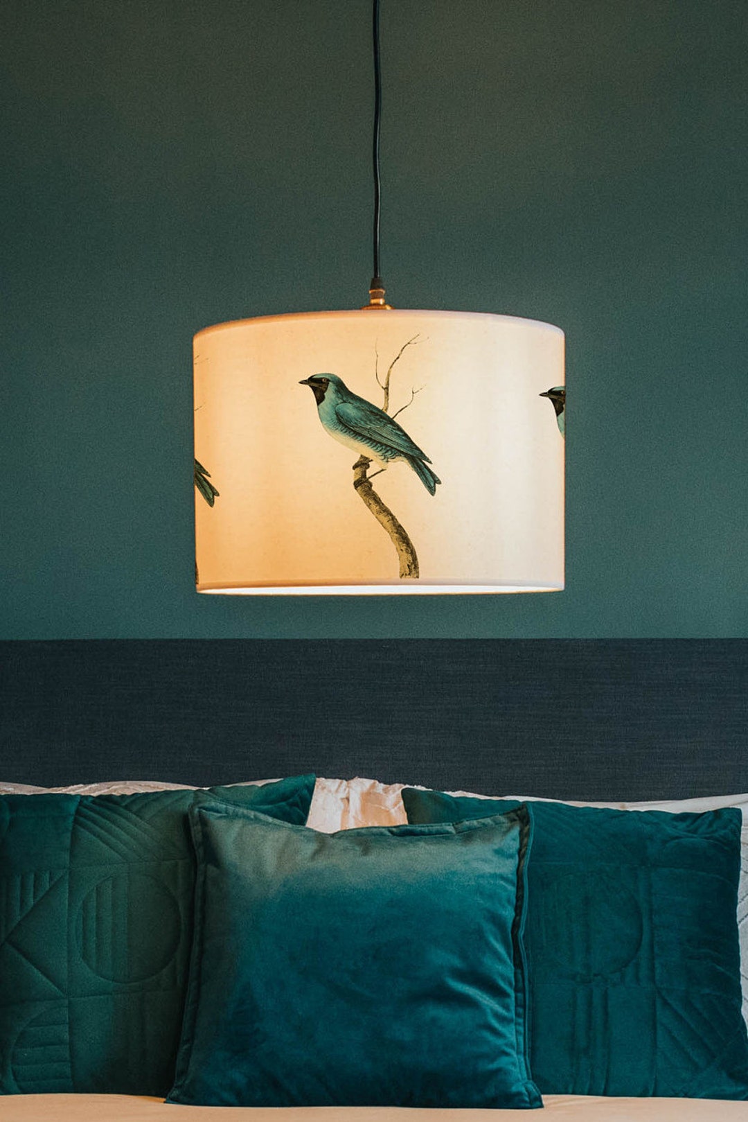 Blue Bird Lampshade/ Ceiling Light - Lighting - Bird Lamp - Drum Lamp ...