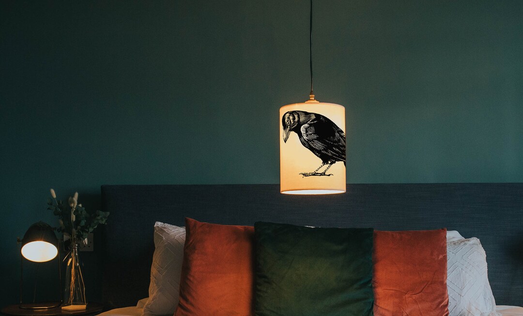 Crow Lamp Shade: Bird Ceiling Light, Bird Decor - Etsy
