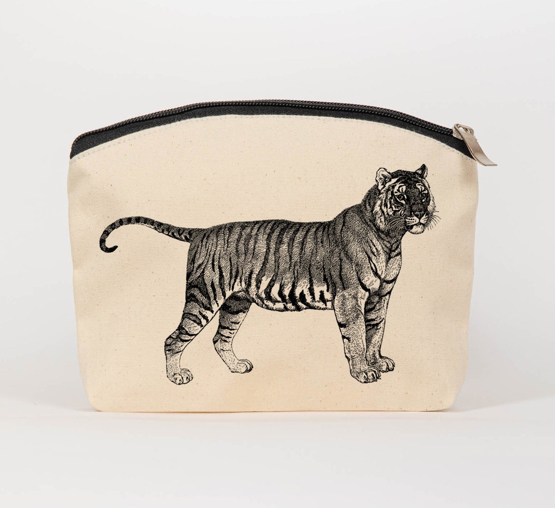 Tiger make up cosmetic bag cotton zip pouch toiletries bag | Etsy