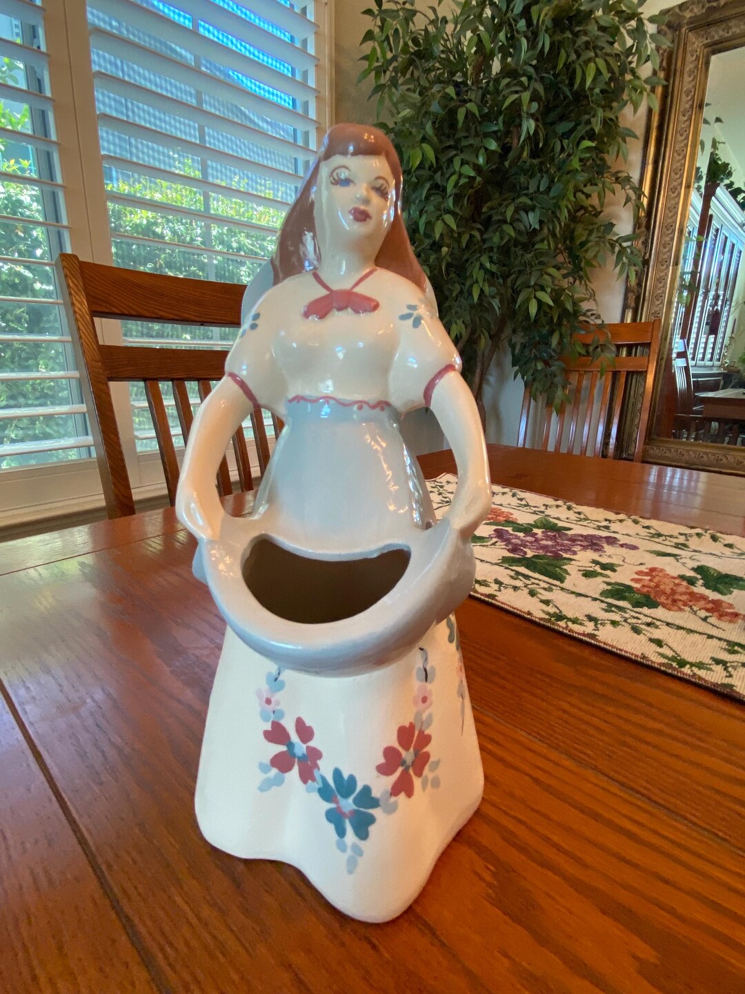 Vintage 1940’s Weil Ware Lady Hand Painted Flowers Vase 10.25” Tall - Etsy