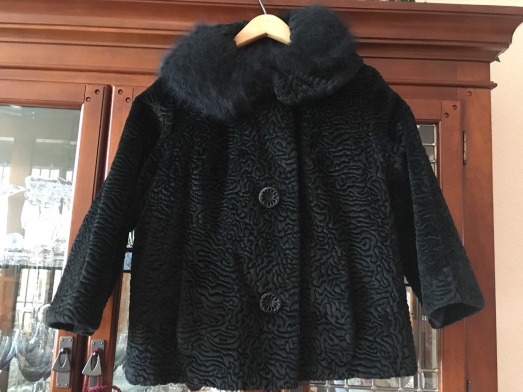 1960's Faux Fur Jacket With Angora Sweater Separate Lining Size 7/8 ...