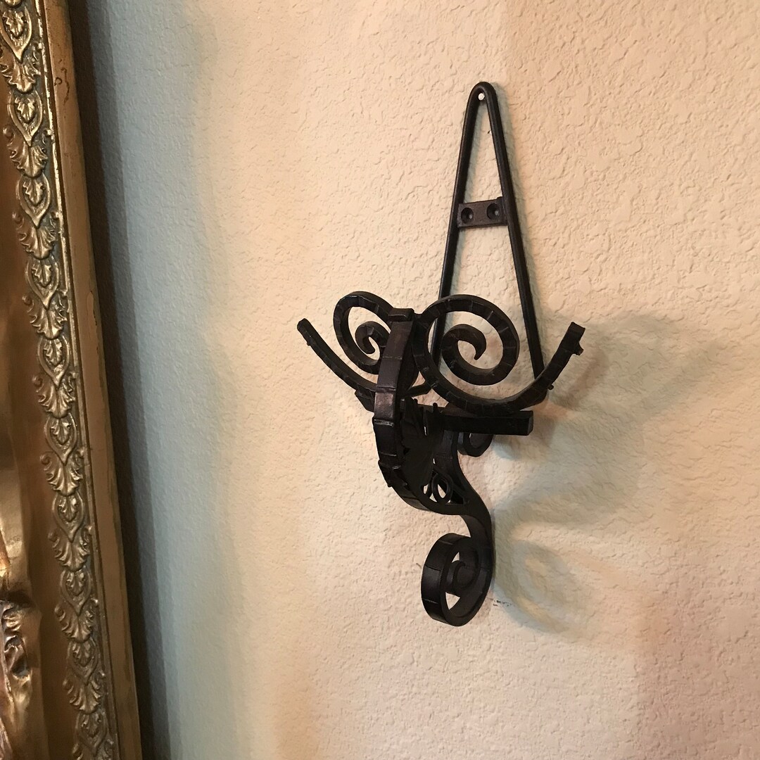 Vintage Rustic Wrought Iron Wall Mount Plate Holder - Etsy