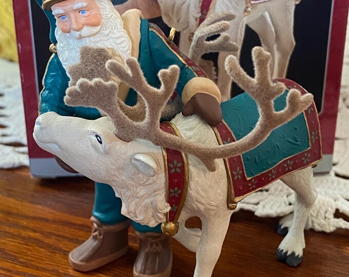 Vintage 1998 Hallmark Keepsake Ornament “santa’s Deer Friend” Artists ...