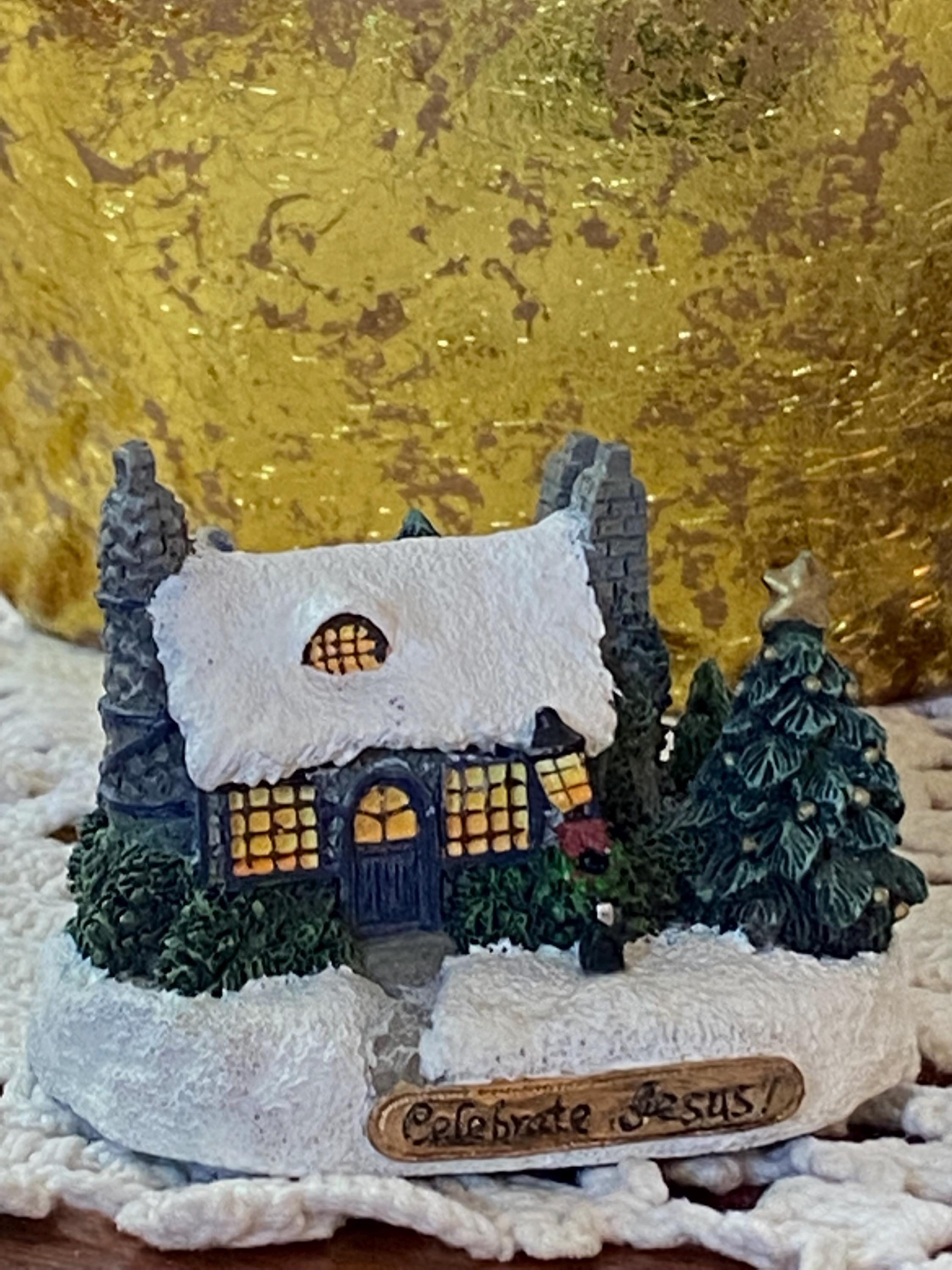 Thomas Kinkade Christmas Mini 1998 Celebrate Jesus Stonehouse Hutch ...