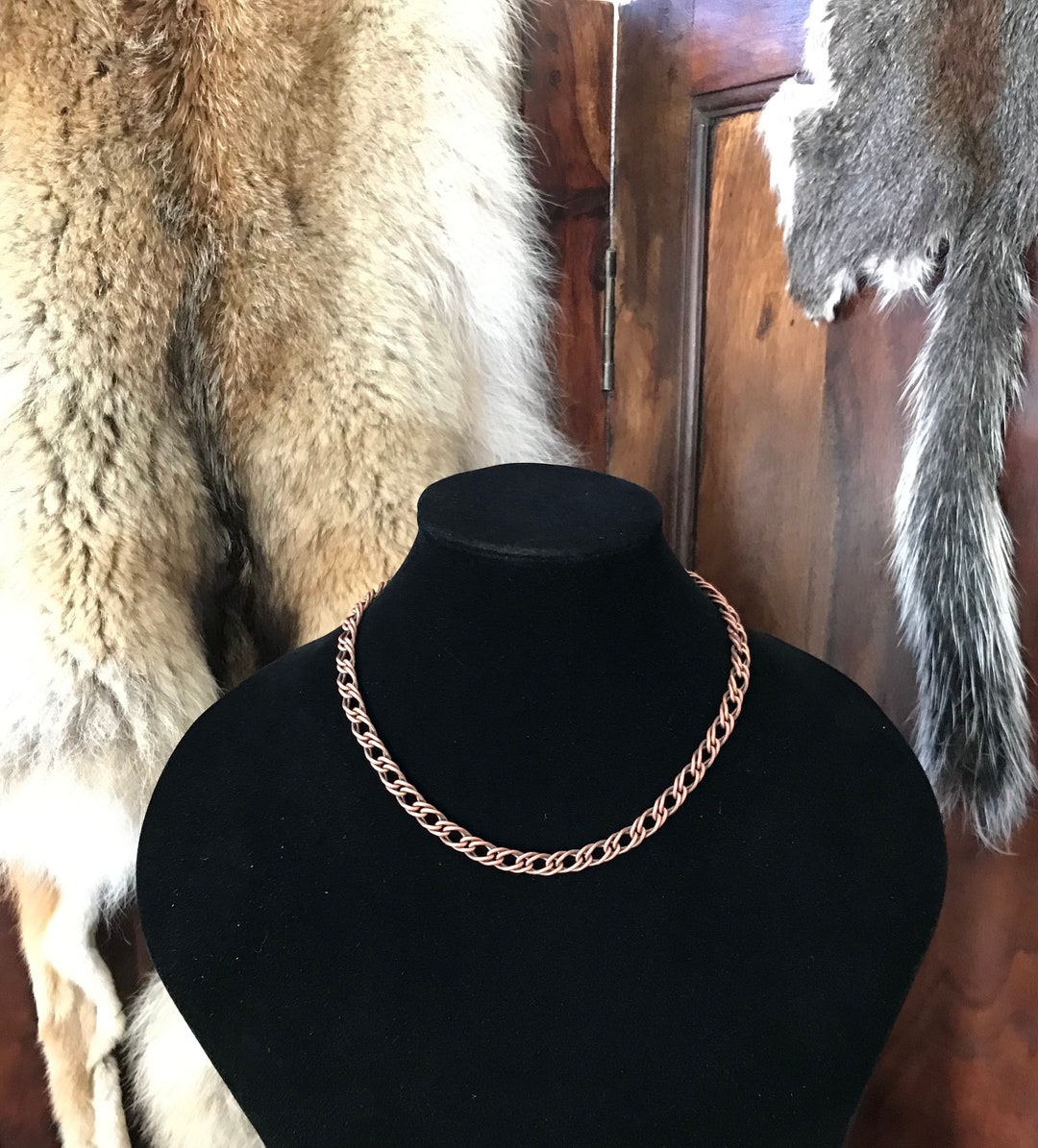 Vintage Western Solid Copper Chain Link Necklace - Etsy