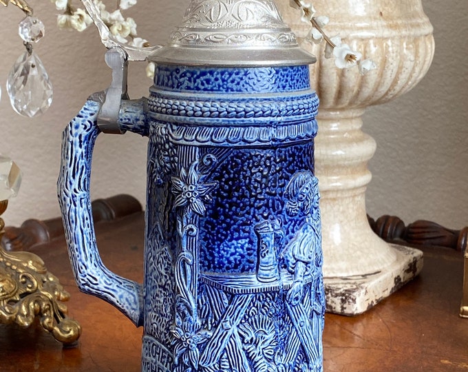 Vintage 1970's Gerz West Germany Blue Beer Stein Keinen Tropfen ...