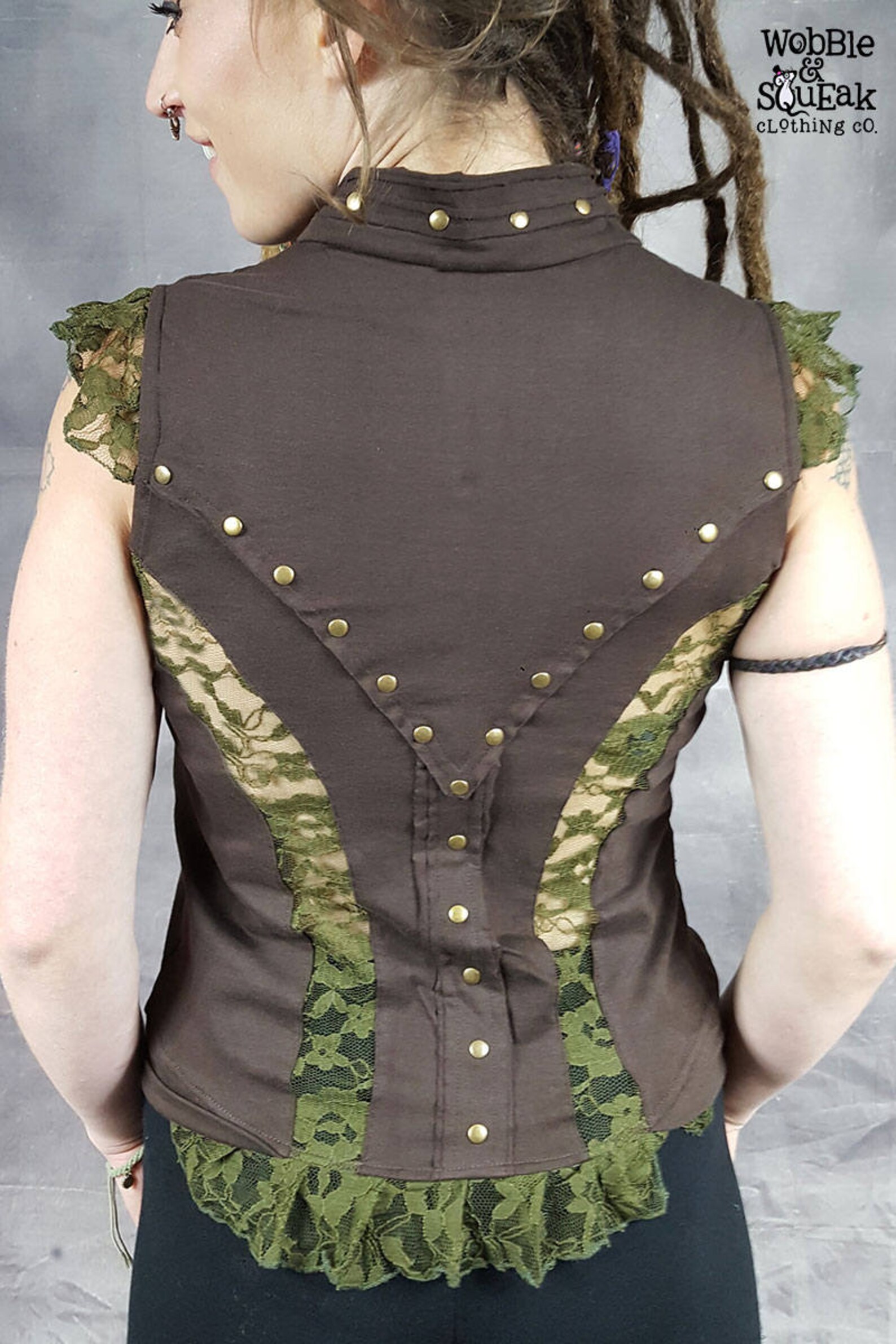 WOMENS Flower of Life WAISTCOAT LACE Frilly Studded Hippy | Etsy