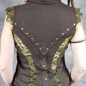 WOMENS Flower of Life WAISTCOAT LACE Frilly Studded Hippy Pixie ...