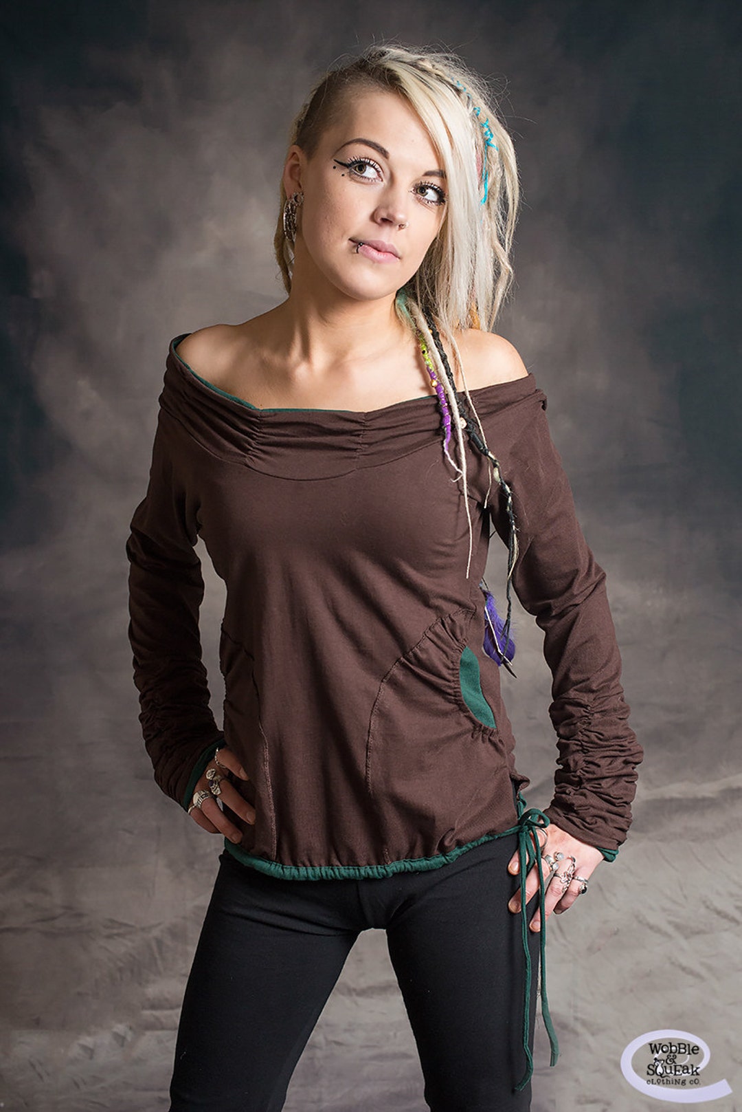 Off Shoulder Hippy Jumper Pixie Boho Elf Fairy Steampunk Psytrance ...