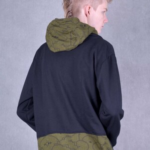 MENS HOODED SWEATER Pullover Hoodie Shipibo Geometric Print Pattern ...