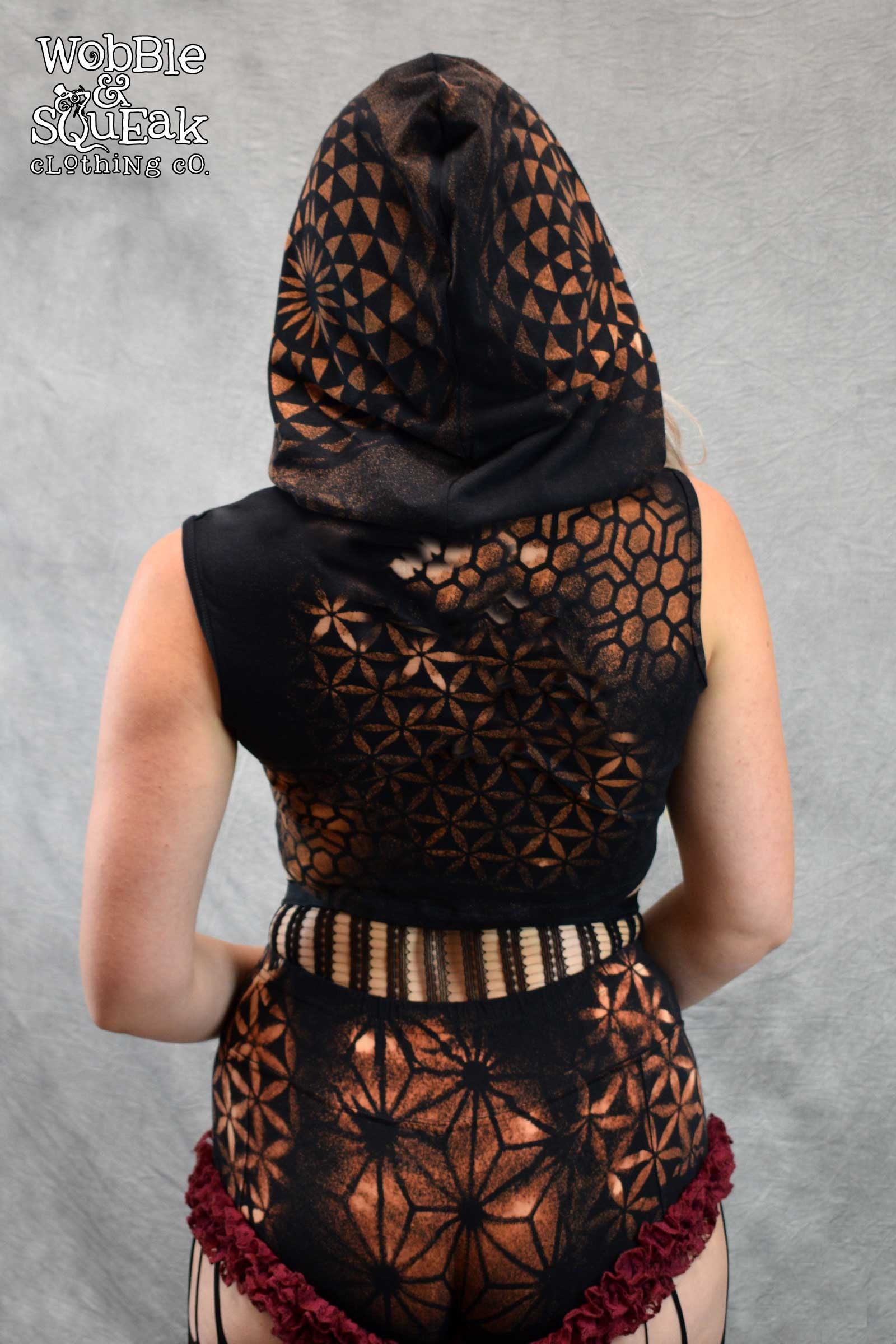 HOODED KNOT TOP Sacred Geometry Flower of Life Pixie Hippy | Etsy