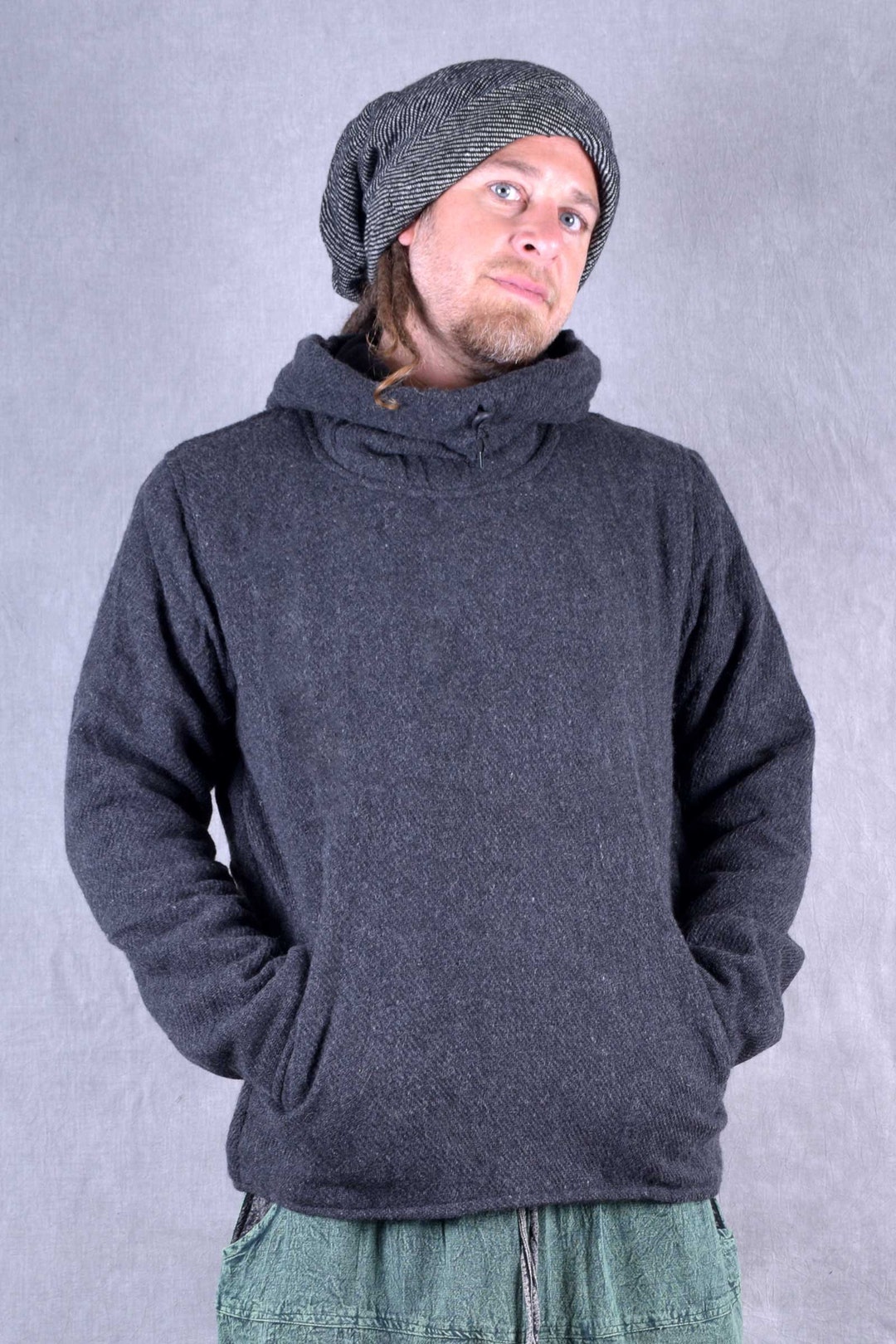 WOOLEN Pullover Sweatshirt Jumper Hoodie Extra Large Hood Unisex Fleece ...