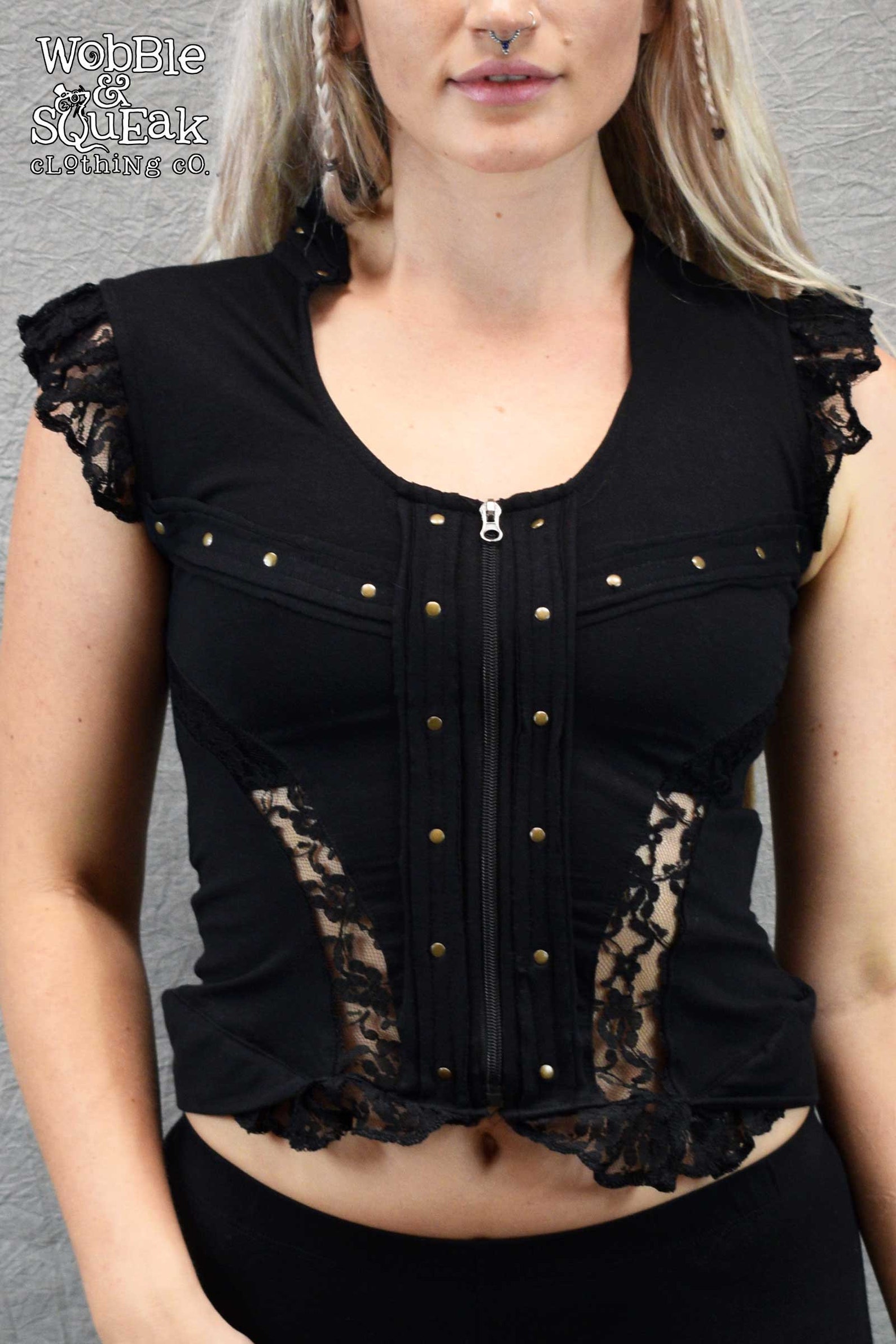 WOMENS Flower of Life WAISTCOAT LACE Frilly Studded Hippy | Etsy