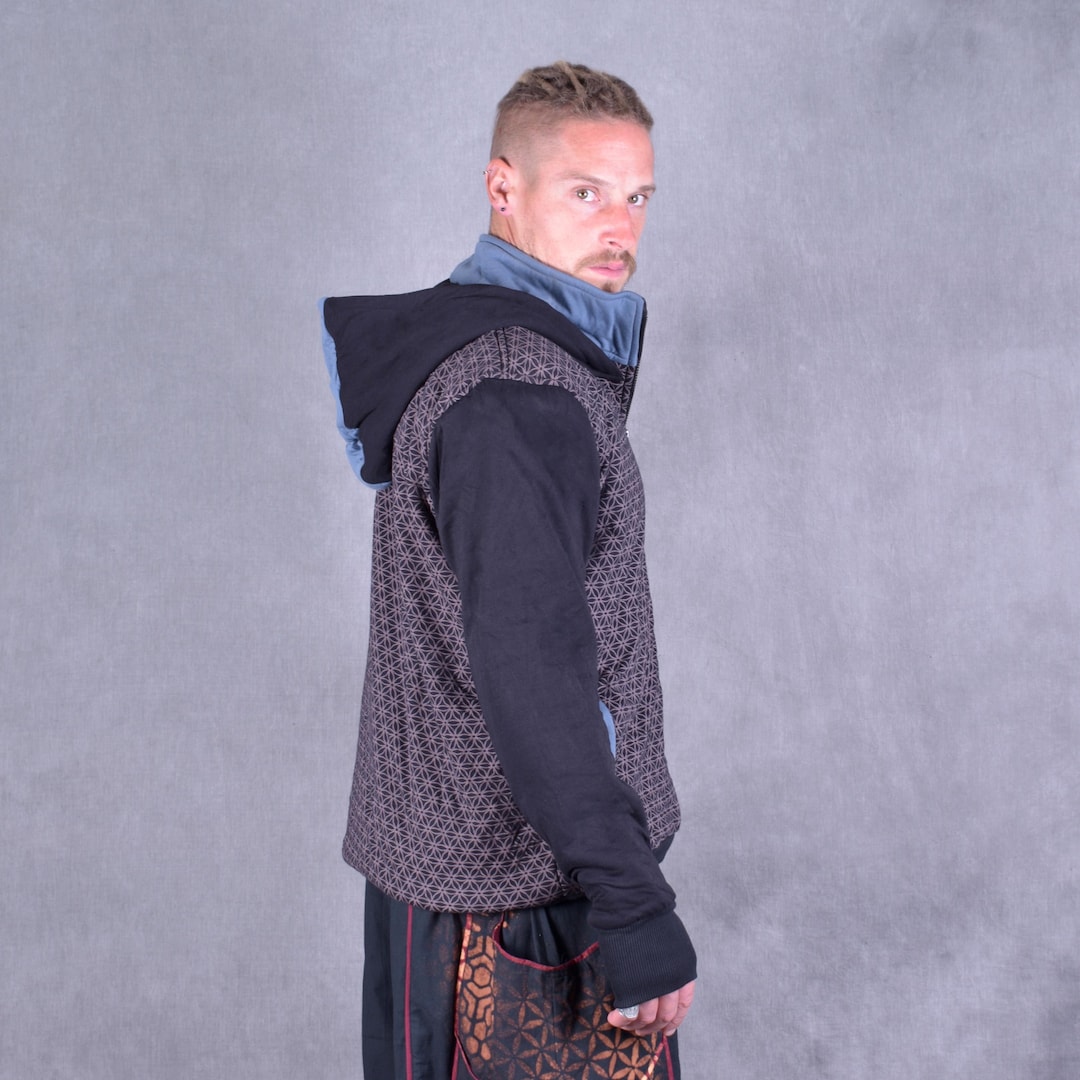 Sacred Geometry Hooded Jacket: Bespoke Split Print Ethical Hoodie - Etsy