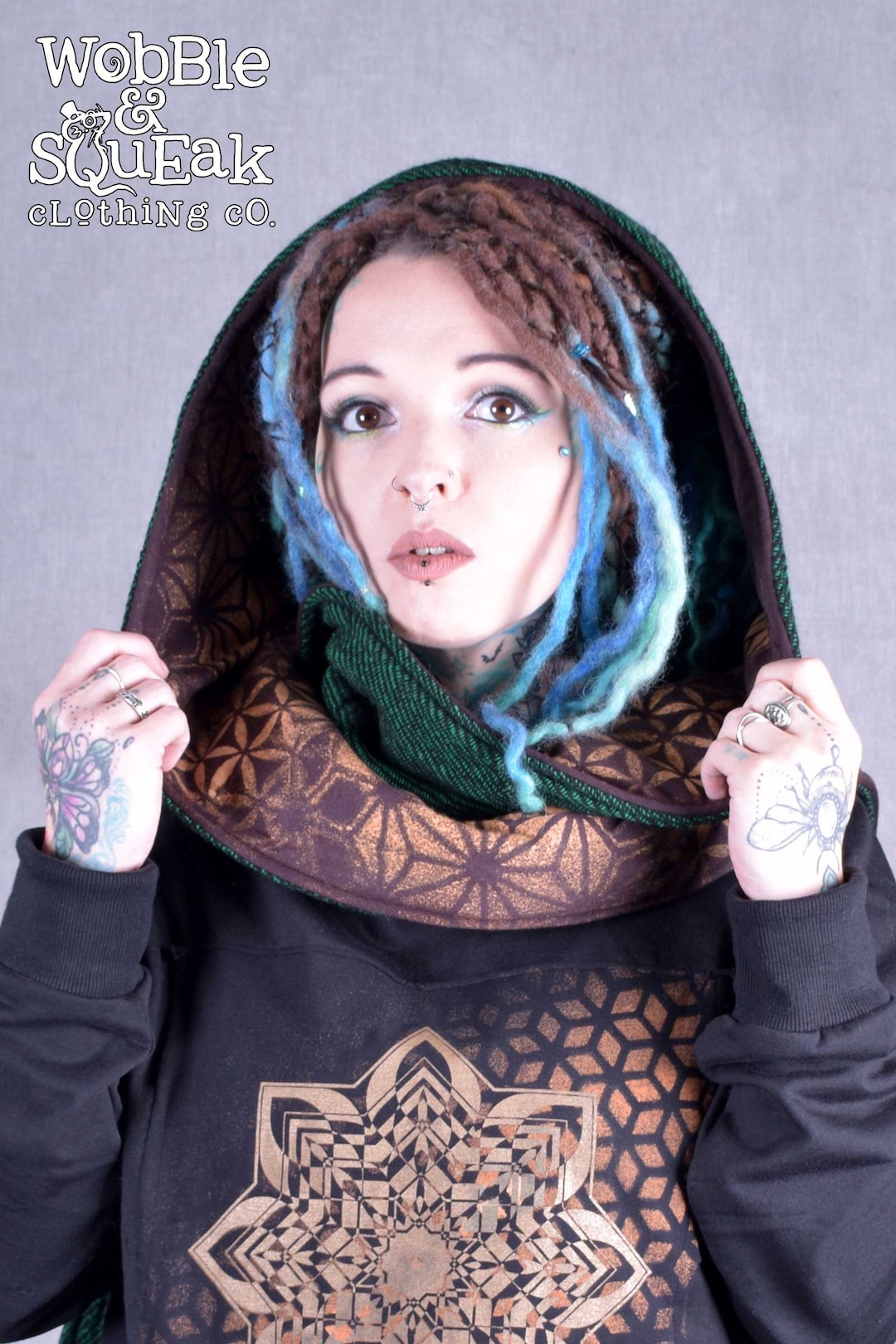 Wool Snood Flower of Life Scarf Ethical Festival Wear Goa Psytrance ...