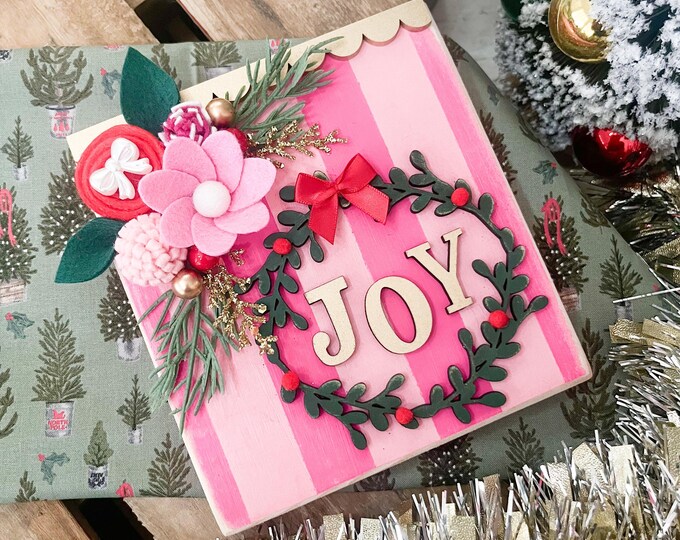 Pink Stripe JOY Sign - Etsy