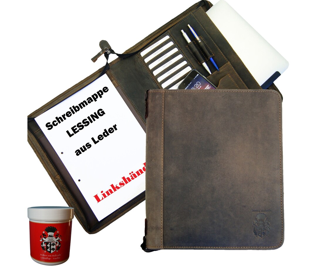 LESSING Leather Writing Case for Left-handers - Etsy