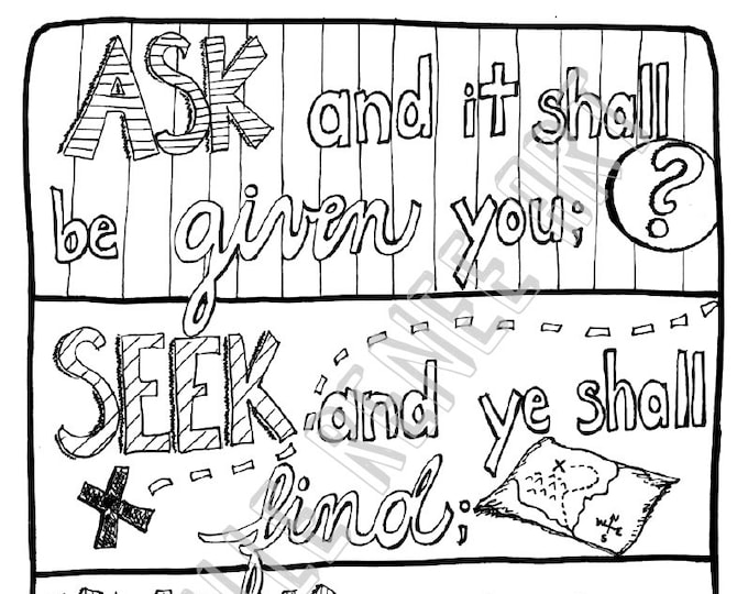 Bible Verse Coloring Page: Matthew 7.7 Digital Instant Download - Etsy