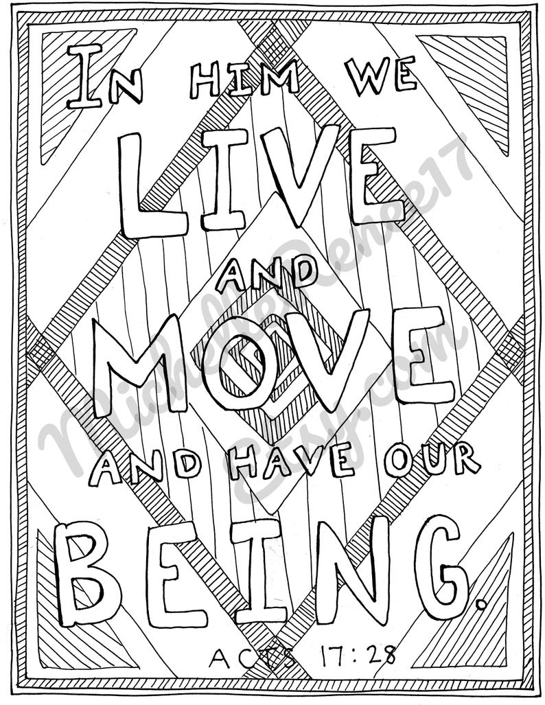Bible Verse Coloring Page: Acts 17.28 Digital Instant Download - Etsy